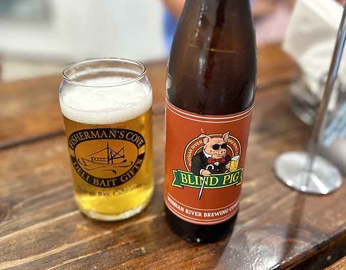 Russian River Brewing's Blind Pig IPA in a Fisherman's Cove glass means someone understands Northern California perfectly.