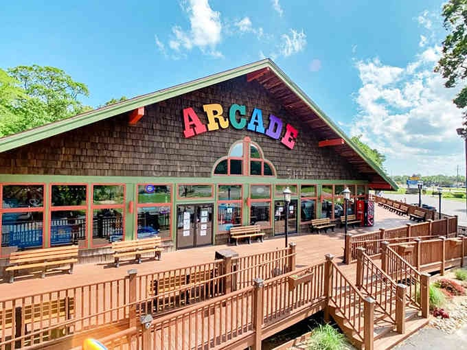 The arcade building stands ready to accept quarters and create memories, just like the good old days of summer.
