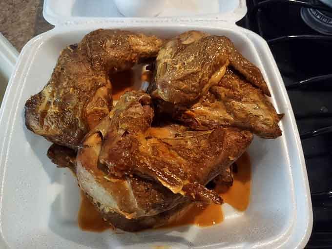 Golden chicken pieces that spent quality time getting acquainted with smoke, emerging as crispy-skinned ambassadors of flavor town.