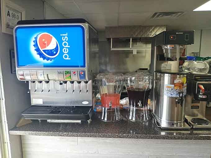 The self-serve drink station means unlimited refills and the freedom to make your own beverage-related life choices.