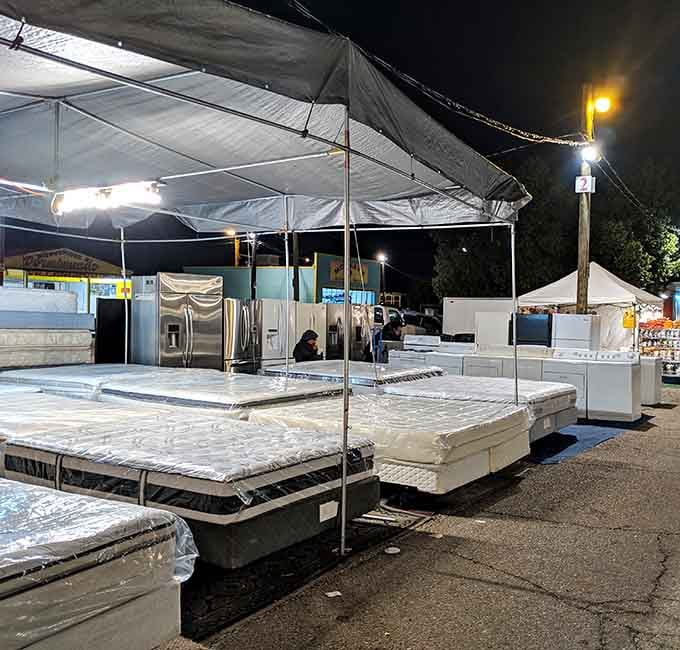 Mattresses under the stars, because even your sleep setup deserves a bargain hunting adventure in the desert.