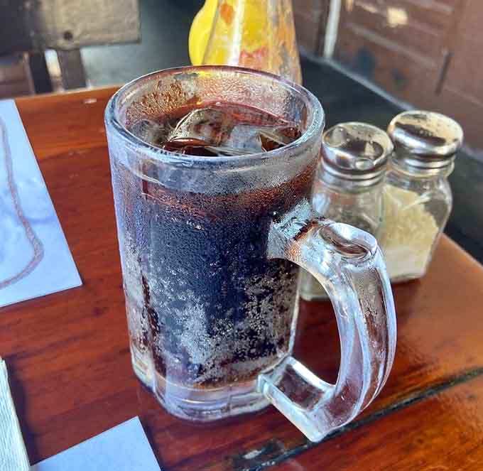 Root beer in a frosted mug: because not everyone needs beer to enjoy great smoked fish.