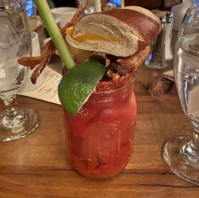 This Bloody Mary comes with a cheeseburger slider on top because Ohio doesn't do anything halfway, apparently.