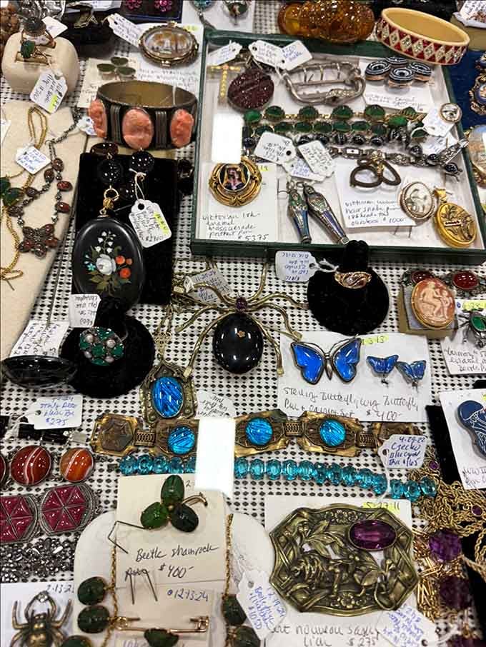 Cameos, butterflies, and Art Deco pieces create a glittering mosaic of wearable history waiting for rediscovery.