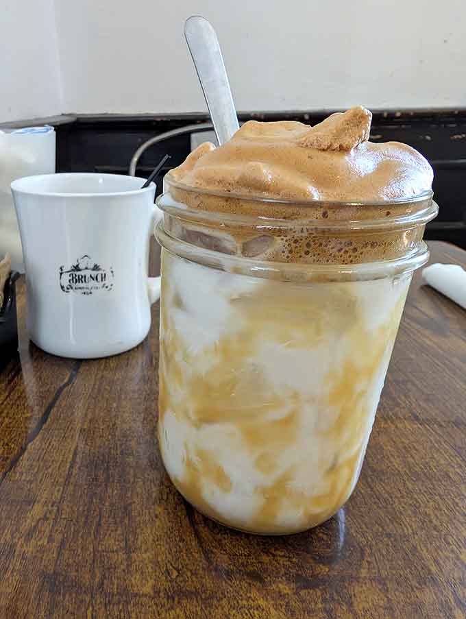 Whipped coffee in a mason jar delivers Instagram-worthy caffeine that actually tastes as good as it looks.