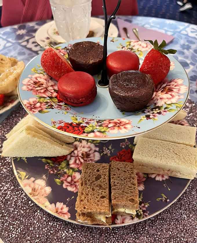 Afternoon tea gets the Florida treatment with macarons, chocolate treats, and tiny sandwiches on vintage china nobody's grandmother would lend.