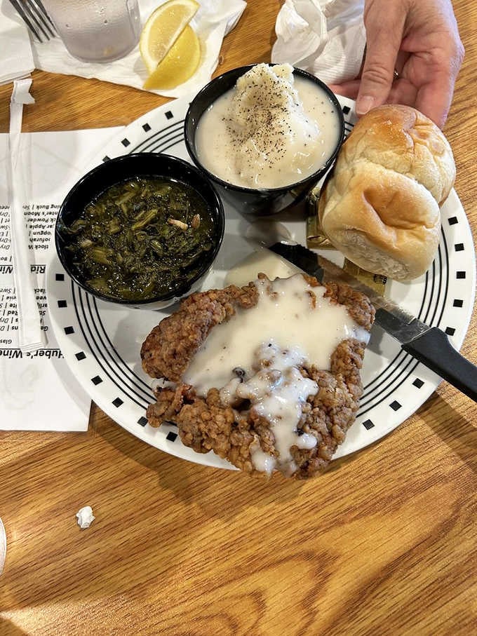 Chicken fried steak smothered in white gravy&mdash;because sometimes you need comfort food that gives you a warm hug.