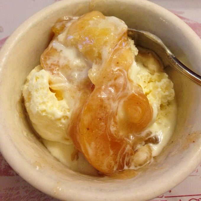 Peach cobbler with vanilla ice cream melting into warm fruit&mdash;your dessert stomach suddenly has plenty of room.