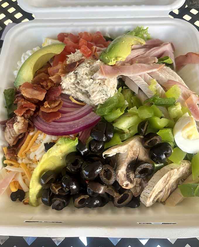 This salad is so loaded with toppings, calling it a salad feels like a technicality at best.