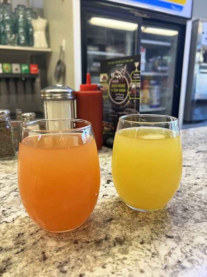 Fresh-squeezed juice in the morning hits different when you're sitting at a real neighborhood diner counter.