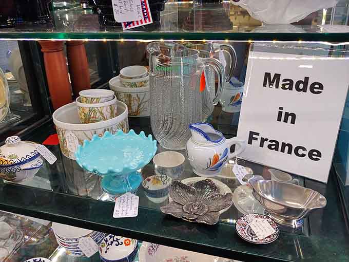French glassware displayed like crown jewels, because sometimes your kitchen deserves to feel fancy without the fancy price.