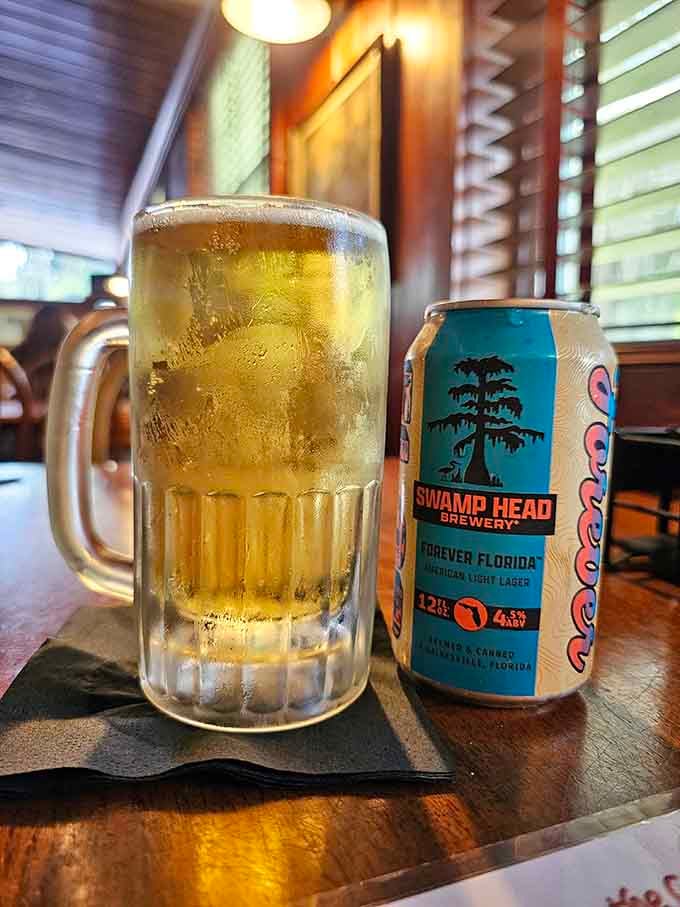 Cold beer tastes better when you're sitting in the middle of nowhere, surrounded by authentic Florida wilderness vibes.