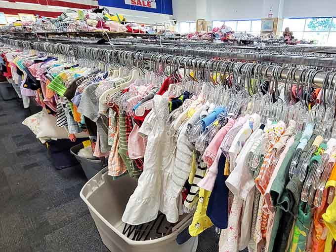 Tiny clothes organized by size make outfitting fast-growing kids affordable&mdash;finally, a budget-friendly solution to growth spurts.