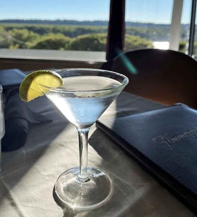 A proper martini with a view that makes you feel like you're in a movie about the good life.