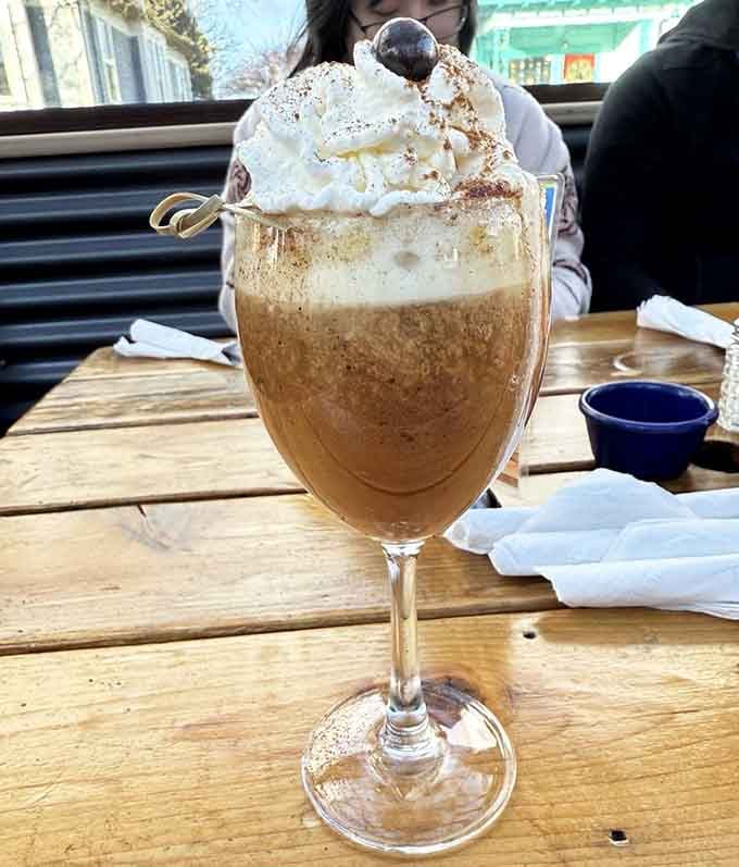 That Spanish coffee topped with whipped cream is basically dessert pretending to be a morning beverage.