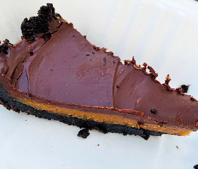 That chocolate peanut butter pie slice is proof that vegan desserts can be sinfully rich and utterly irresistible.