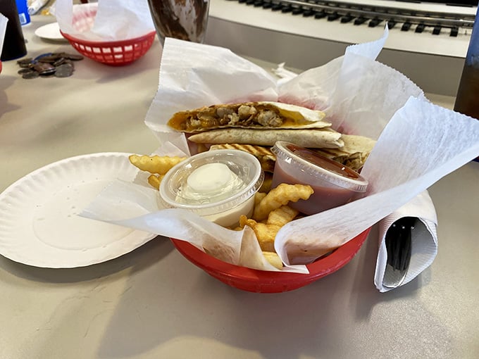 The quesadilla arrives golden and stuffed, proving Tex-Mex has found a happy home in Indiana.