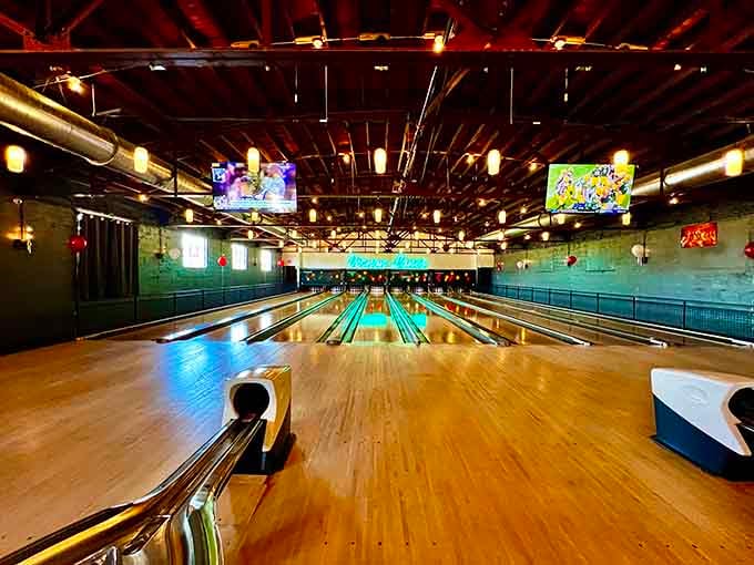 From this angle, you can practically hear the pins trembling in fear and the good times echoing.