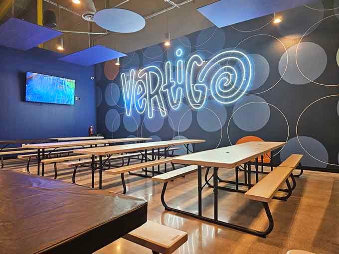 Bright neon lights and playful energy fill Vertigo Fun Park in Georgia, where friends gather for thrilling games and nonstop fun.