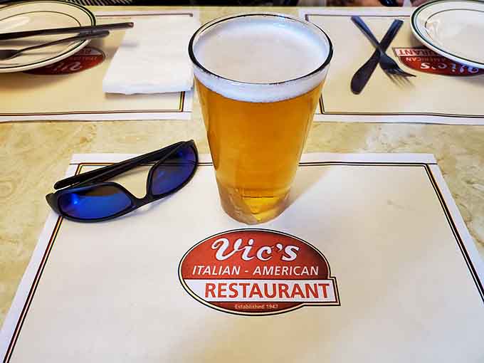 A cold beer pairs perfectly with pizza, as nature and New Jersey intended.