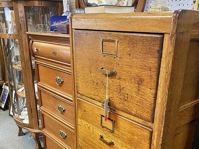 Solid wood craftsmanship like this doesn't exist anymore, which is exactly why people snap it up here.