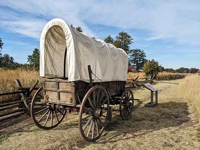 The covered wagon at Whitman Mission reminds us that pioneers traveled thousands of miles for opportunities we now take for granted.