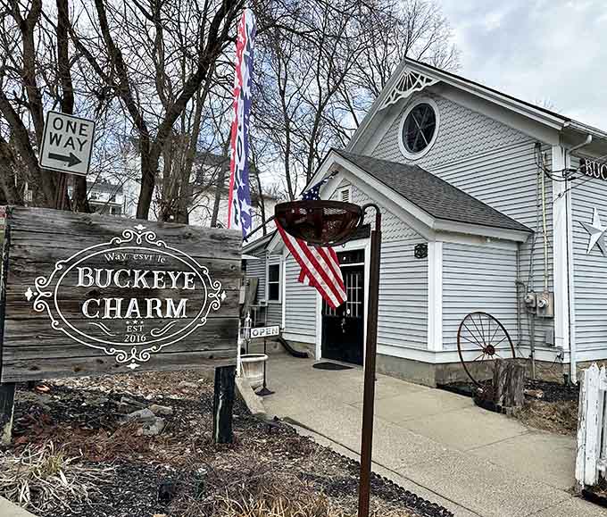 Buckeye Charm occupies a charming white building that looks like it could be someone's adorable cottage home.