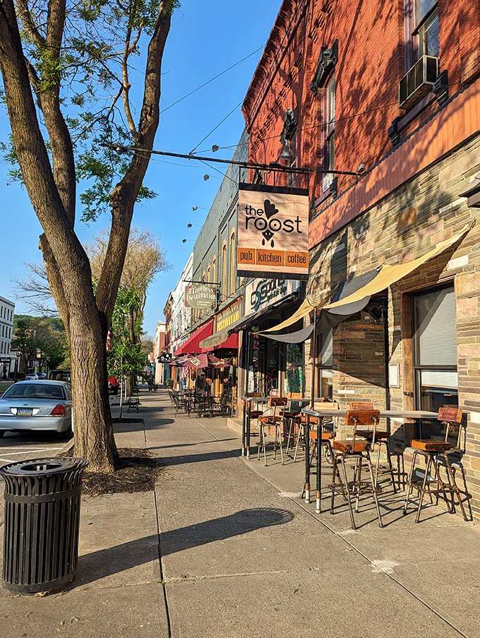 The Roost's sidewalk seating proves that small-town dining can be just as inviting as any big-city bistro experience.