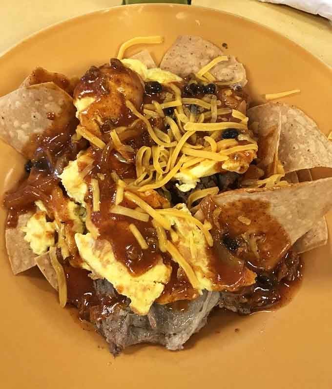 Chilaquiles at a 1950s diner might seem odd until you taste them and realize genius knows no boundaries.