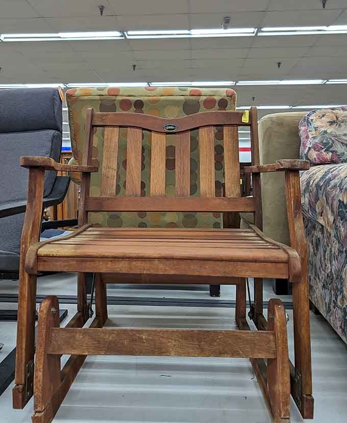 This charming wooden rocker is perfect for your porch, your nursery, or your relaxation station.