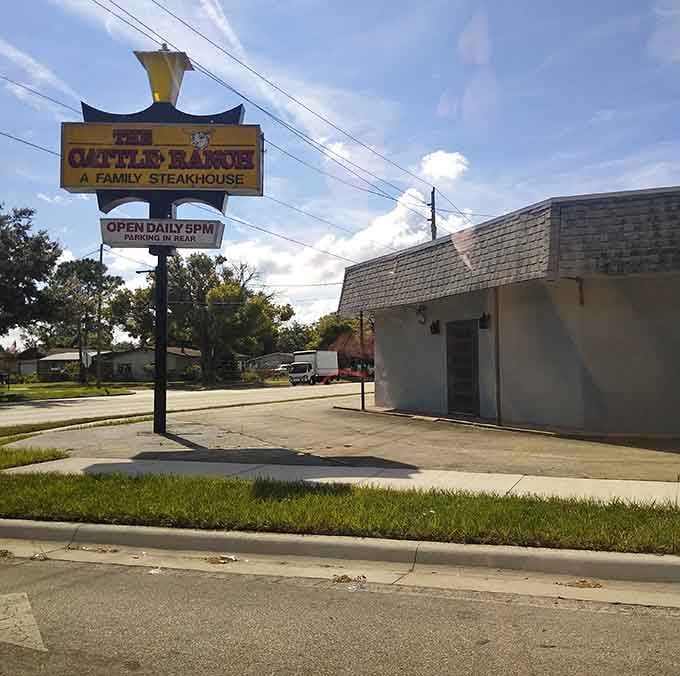 The vintage sign and simple building prove that true steakhouse excellence doesn't need fancy frills or pretense.