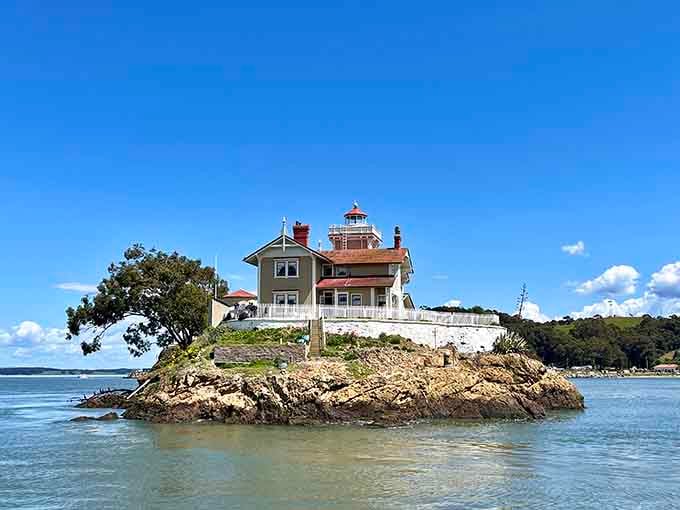 Perched on its own rocky island, this Victorian beauty looks like something from a Wes Anderson film set afloat.