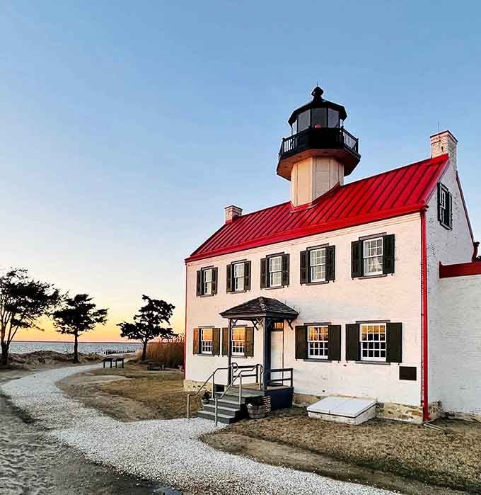 Golden hour transforms this keeper's house into something Norman Rockwell would've painted between Thanksgiving scenes.