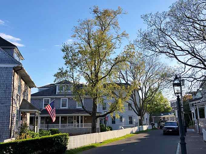 Tree-shaded streets lead past classic homes where white picket fences aren't just decoration, they're a way of life that still matters.