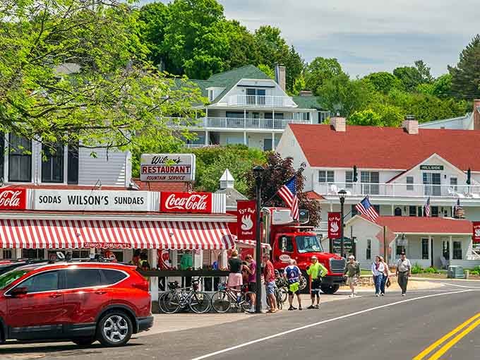 Wilson's iconic red-striped awning and vintage Coca-Cola signs transport you straight back to simpler, sweeter times.