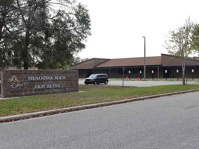 Even the high school looks ready for its close-up in this picture-perfect island community.