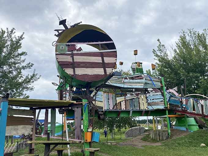 This whimsical sculpture defies gravity and logic, inviting you to see the world through an artist's wonderfully twisted lens.