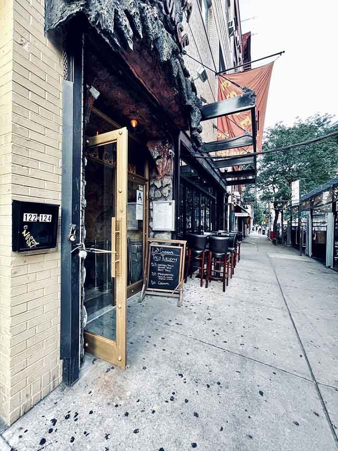 This dragon-guarded entrance looks like Smaug decided to open a taco joint in the Lower East Side.