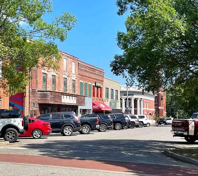 Mature trees shade the town square where parking is plentiful and stress is refreshingly absent from daily life.
