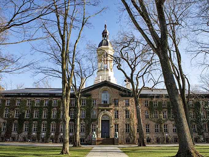 Nassau Hall's elegant cupola rises above bare winter branches like a beacon of knowledge standing proud since colonial times.