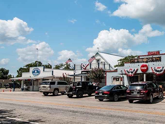 White-painted buildings and patriotic bunting create a scene so quintessentially American, Norman Rockwell would've grabbed his brushes.