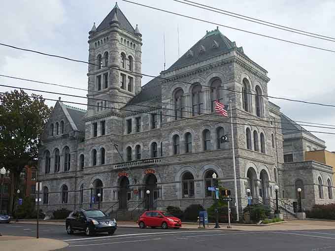 Romanesque stonework and arched windows create a building so grand, it makes you want to dress up just to walk past.