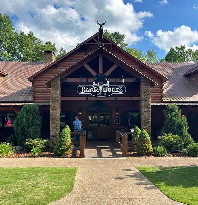 That grand entrance with antler accents invites you into a world where wilderness meets perfectly grilled perfection.