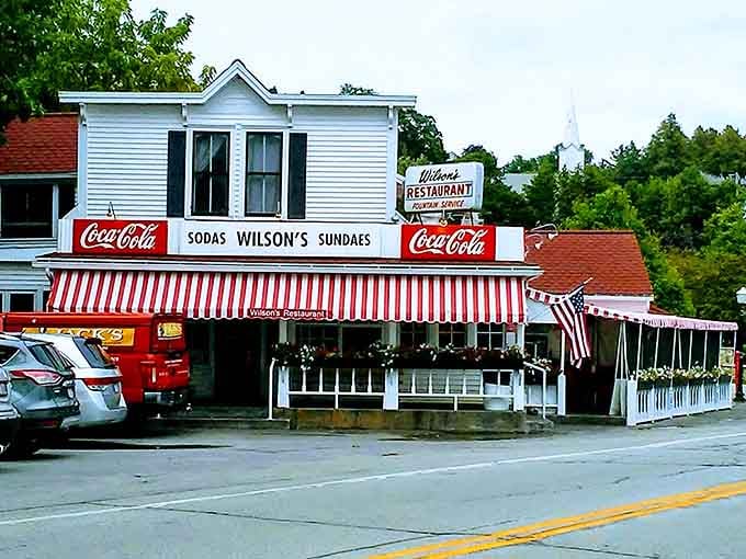 The classic soda fountain exterior practically begs you to stop for a sundae and soak in nostalgia.