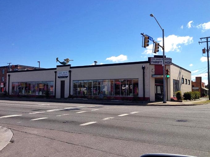 Corner location with big windows means natural light floods the aisles where yesterday's donations become today's perfect finds.