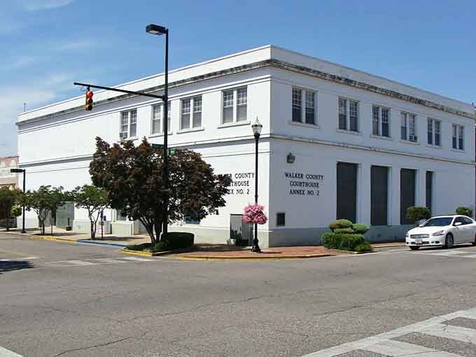 Clean lines and classic white make this courthouse look like it takes its job seriously but still smiles.