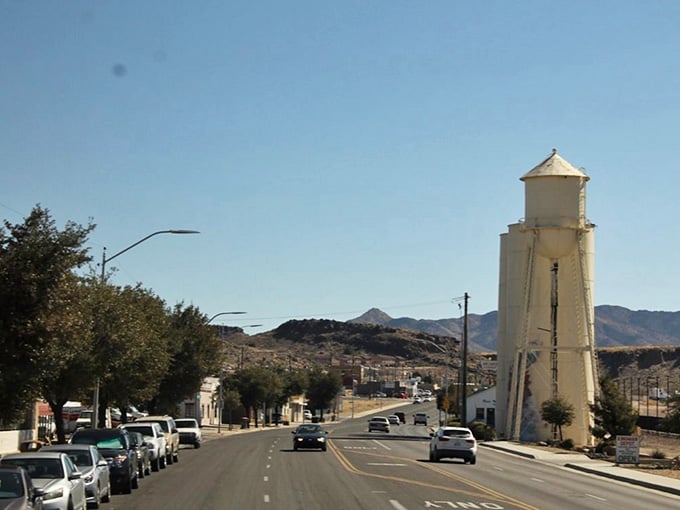 That distinctive water tower rises like a beacon, guiding travelers to this mountain community's welcoming embrace.
