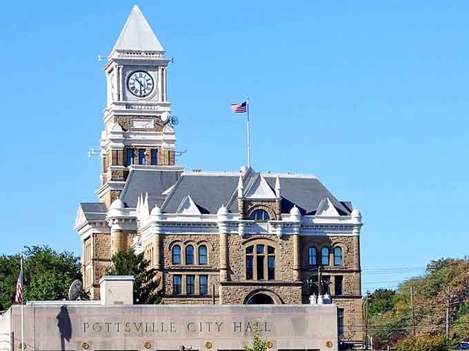 Pottsville City Hall stands as a stunning example of Victorian architecture, proving this affordable town has both beauty and budget-friendly living.