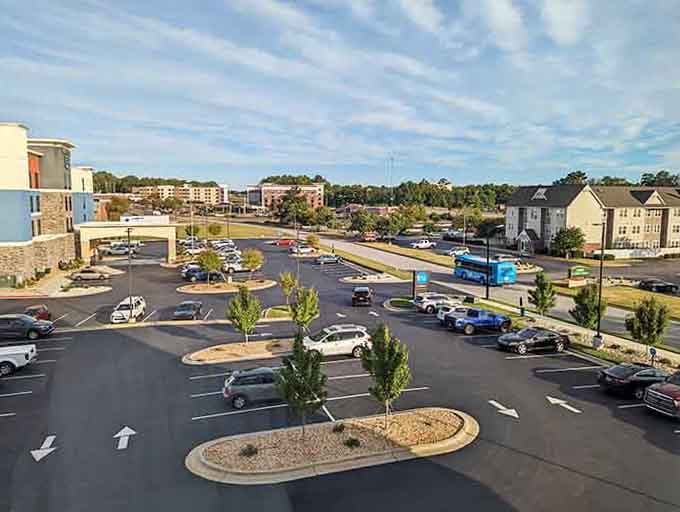 Modern shopping convenience meets small-town accessibility in this perfectly planned retirement-friendly development.