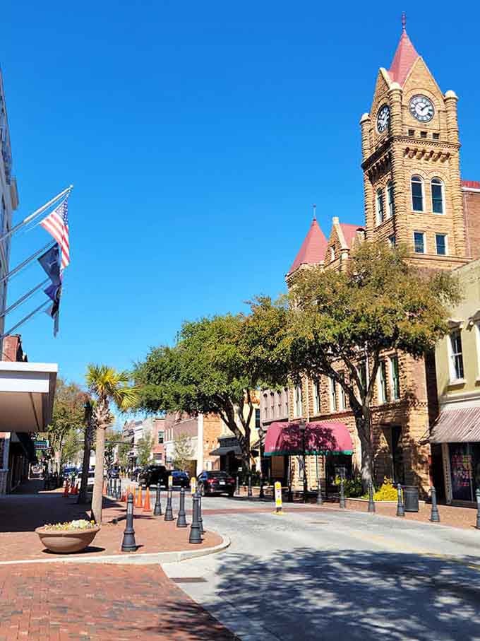 Brick sidewalks wind past that magnificent courthouse where Southern charm isn't just preserved but actively celebrated every single day.